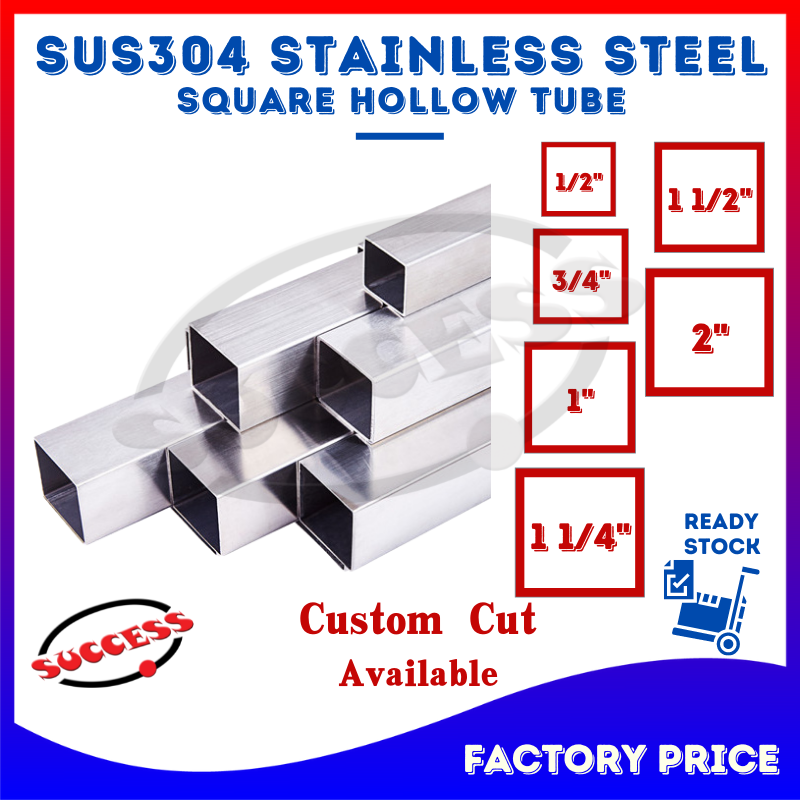 SUCCESS SUS304 Stainless Steel Tube Square Hollow Besi Keluli Square ...