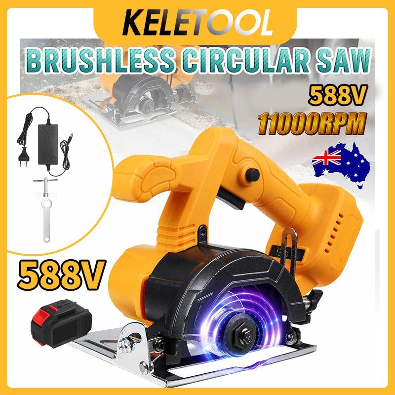 588v 5” Brushless Cordless Electric Circular Saw 125mm Power Tool Wood ...