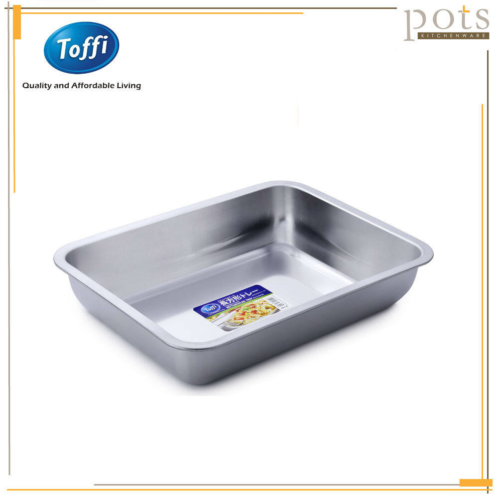Toffi Stainless Steel Rectangular Deep Baking Serving Tray Buffet Tray ...
