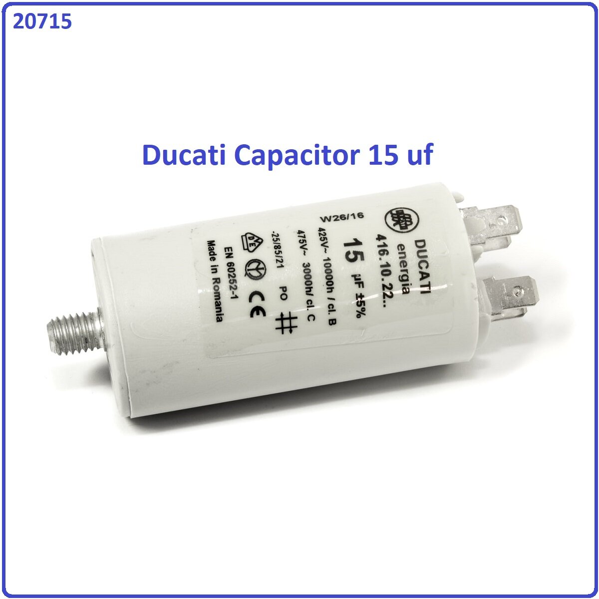 Ducati Capacitor 15uf for All type motor 15 uf 425-475V Made In Europe ...