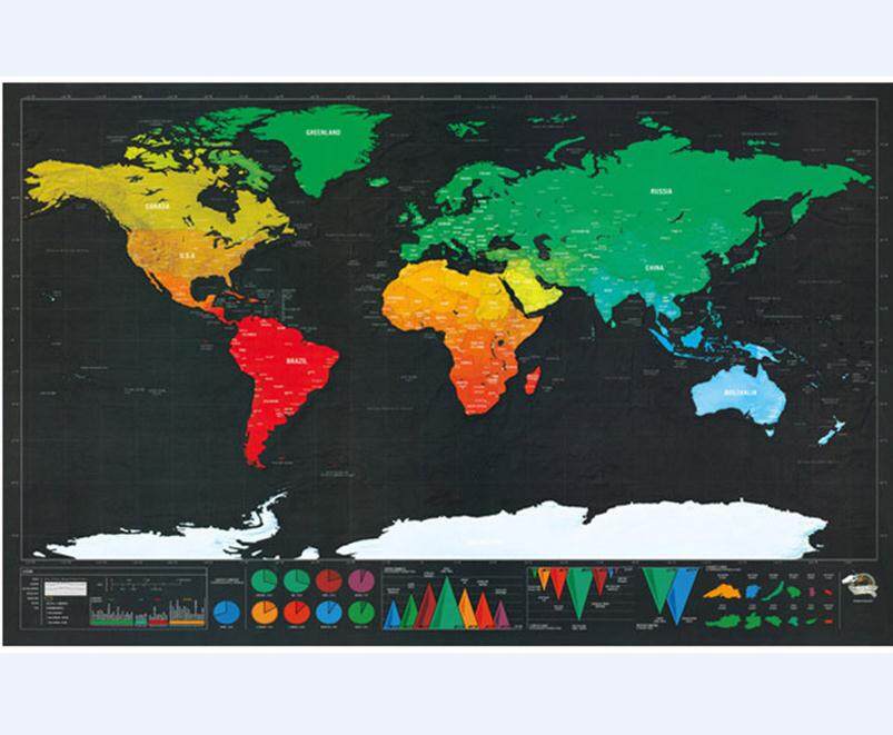 Travel World Scratch Map ฟอยล์ Black Scratch Map Scratch Off Foil Layer ...