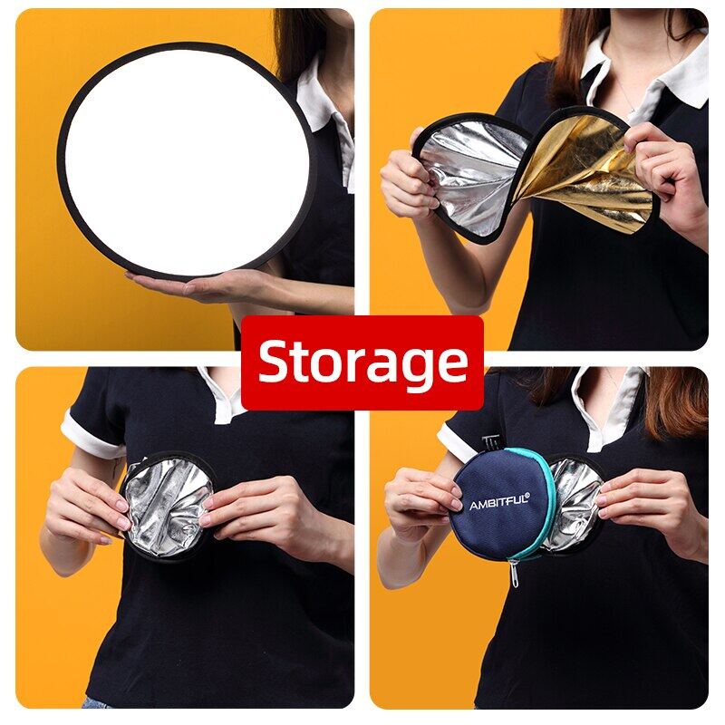 AMBITFUL 2in1 Gold Silver White 30cm Round Camera Lighting Photo Disc ...