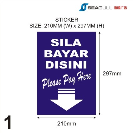 Cashier Please Pay Here Please Register Here Sila Bayar Sini Sticker Signage | Lazada