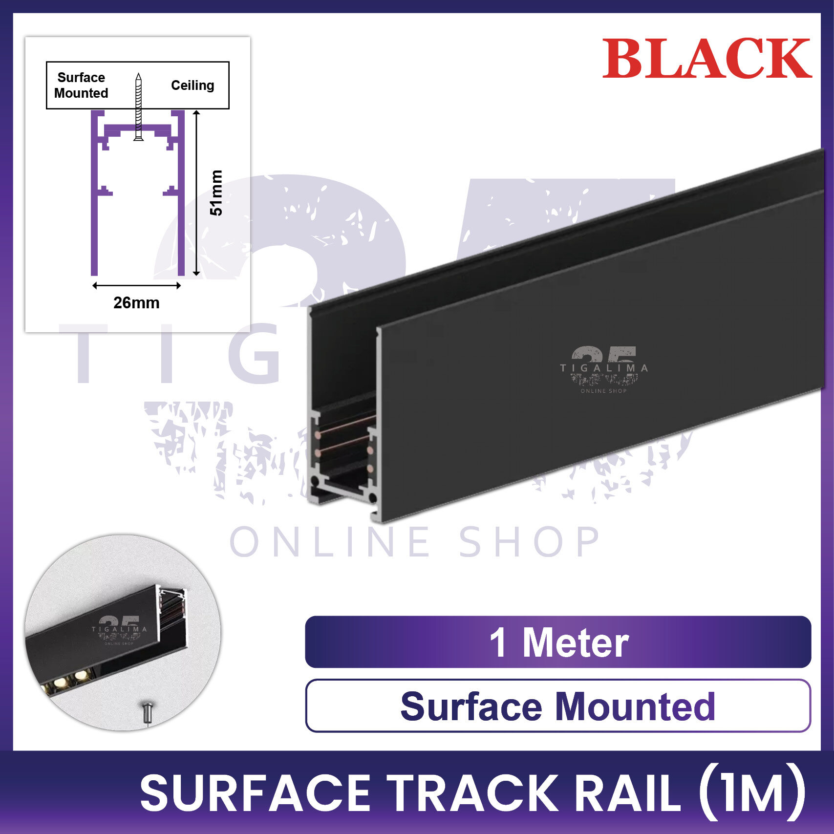 Magnetic Track Light Accessories 1M Magnetic Track Rail Recessed ...