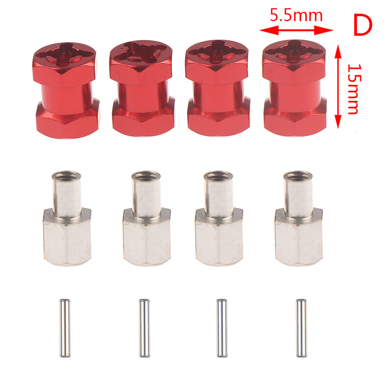 4pcs Aluminum RC Car 12mm Hex Wheel Hub Drive Adaptor 15/20/25mm Extension Combiner Coupler for ...