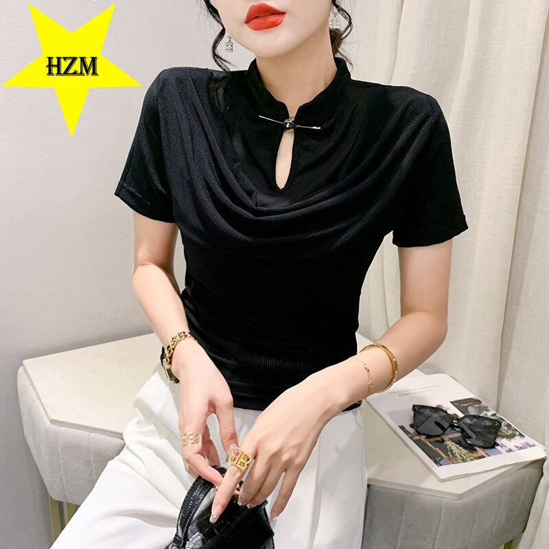 HZM 2023รองเท้าสตรีแบบมีสไตล์วินเทจสไตล์ประจำชาติ,แฟชั่นแขนสั้นเสื้อสตรีใหม่ฤดูใบไม้ผลิและฤดู ...