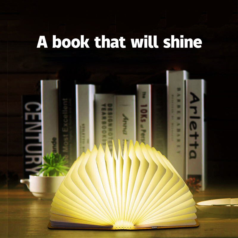 XMDS Mini Book Light Creativeของขวัญหน้าเปลี่ยนไม้พับUSBชาร์จไฟกลางคืน ...