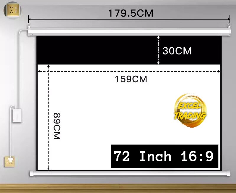 Projector Screen Motorized / Electrical 16:9 Projection Remote Control ...