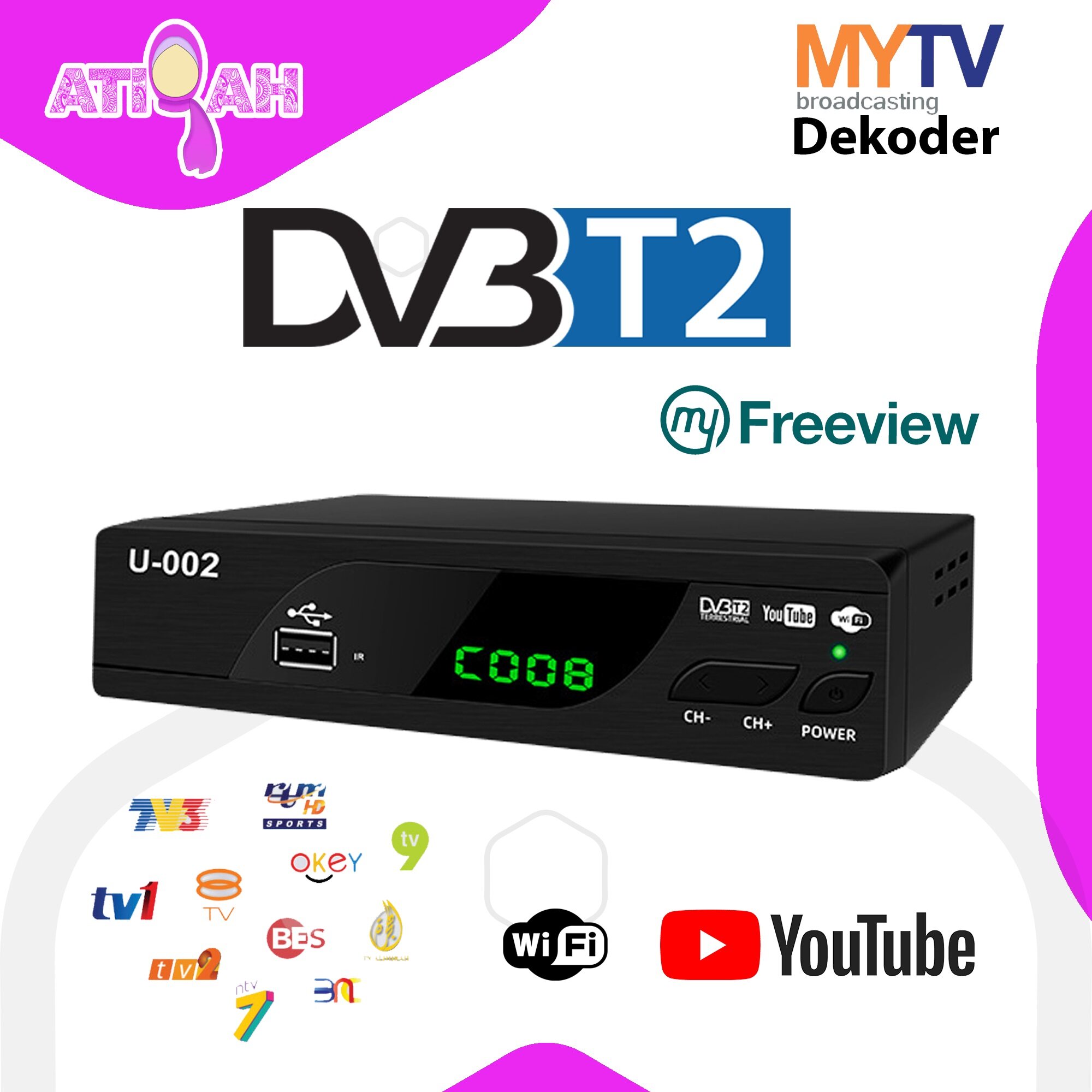 MYTV DVB T2 U-002 Digital TV Myfreeview Decoder box Set Box | Lazada