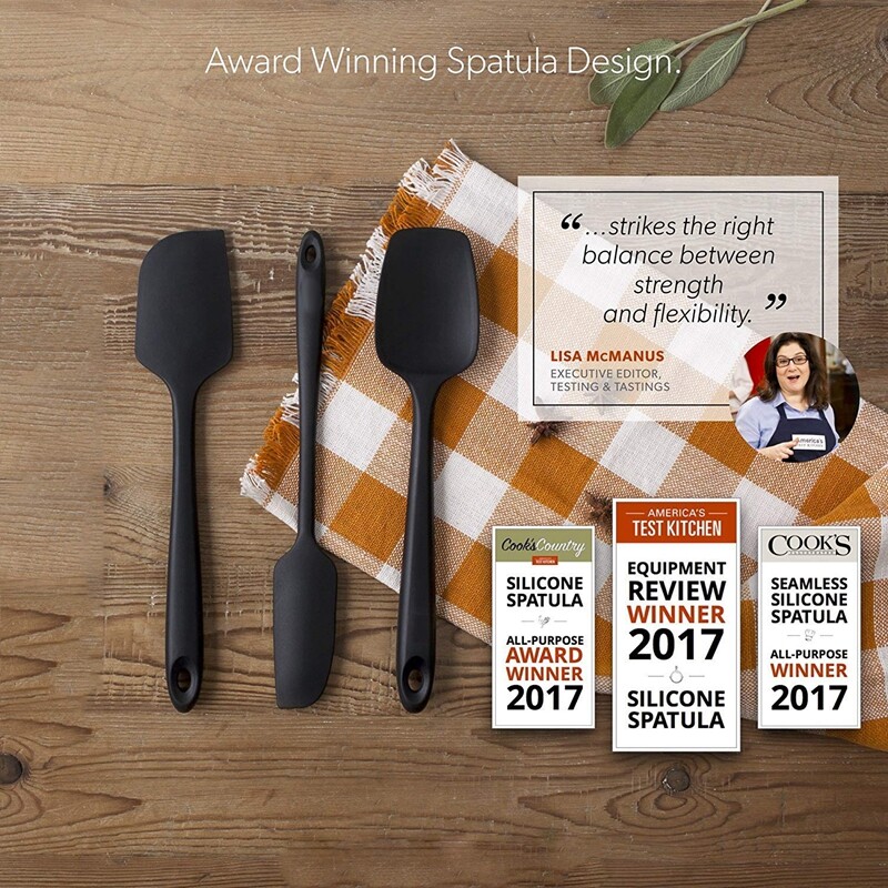 3-Piece Black Silicone Spatula Set - 600Fahrenheit Heat-Resistant ...