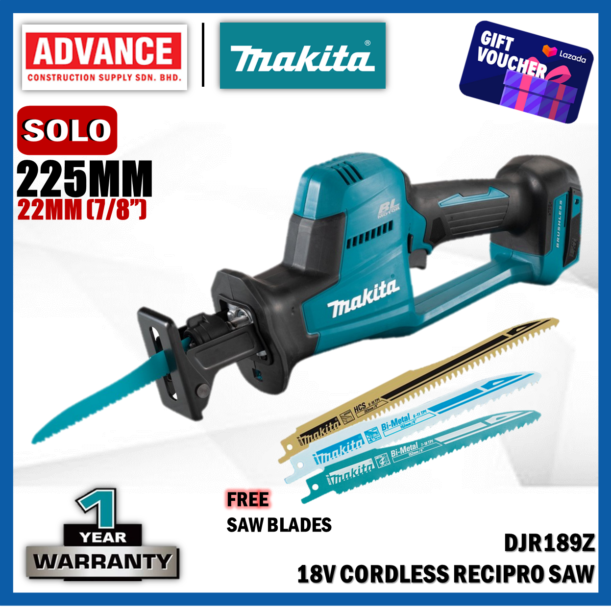 MAKITA DJR189 / DJR189Z 18V Cordless Recipro Saw | Lazada
