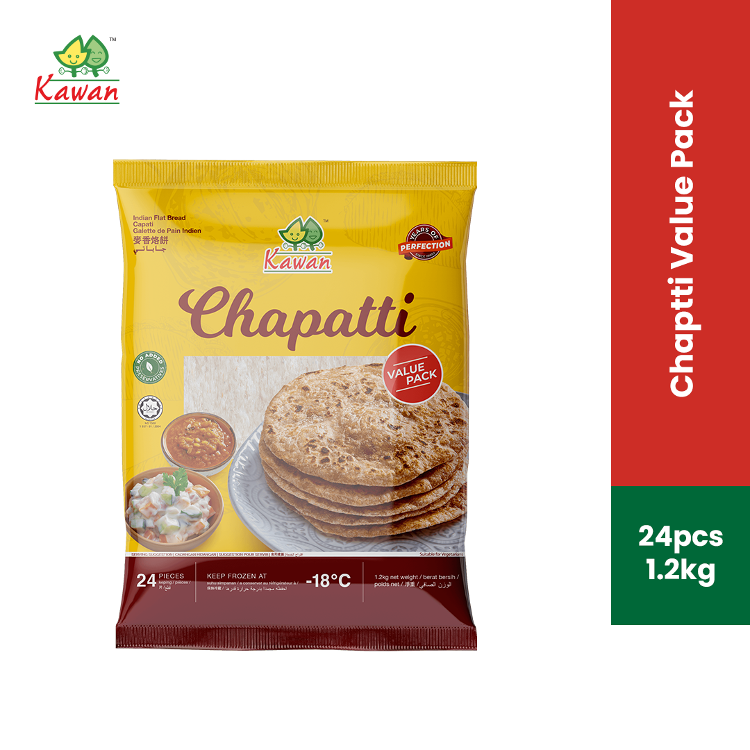 KAWAN Roti Chapatti Value Pack (24 pcs - 1.2kg) | Lazada