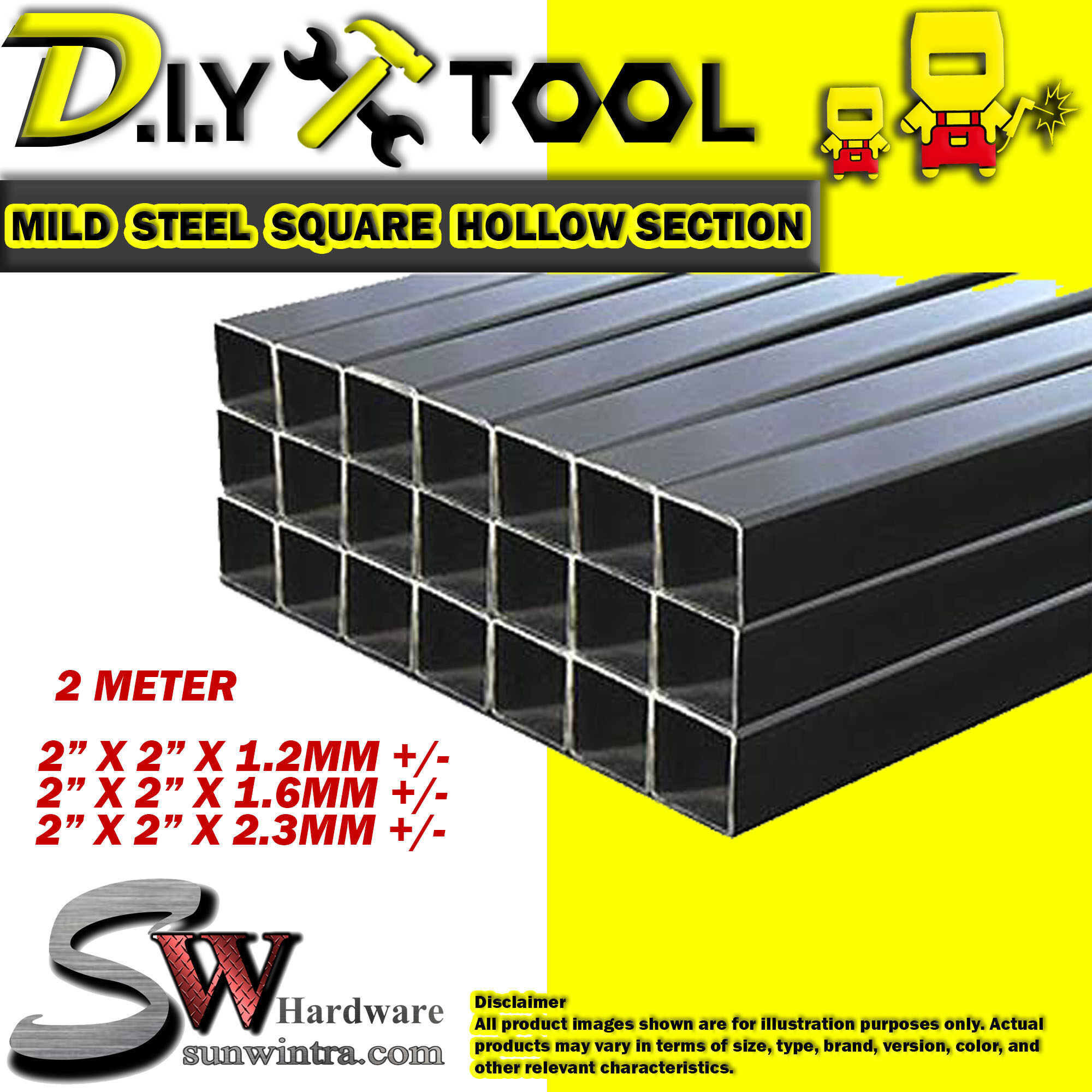 MILD STEEL HOLLOW/SQUARE HOLLOW SECTION/BESI HOLLOW 2" X 2MTR (1.2MM/1 ...