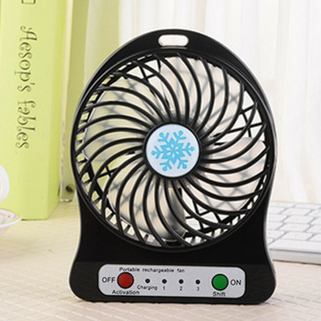 Bokali 1 ชิ้นใหม่สีดำมินิแบบพกพาพัดลมแบบชาร์จ USB ชาร์จพัดลมอากาศเย็นไฟ ...