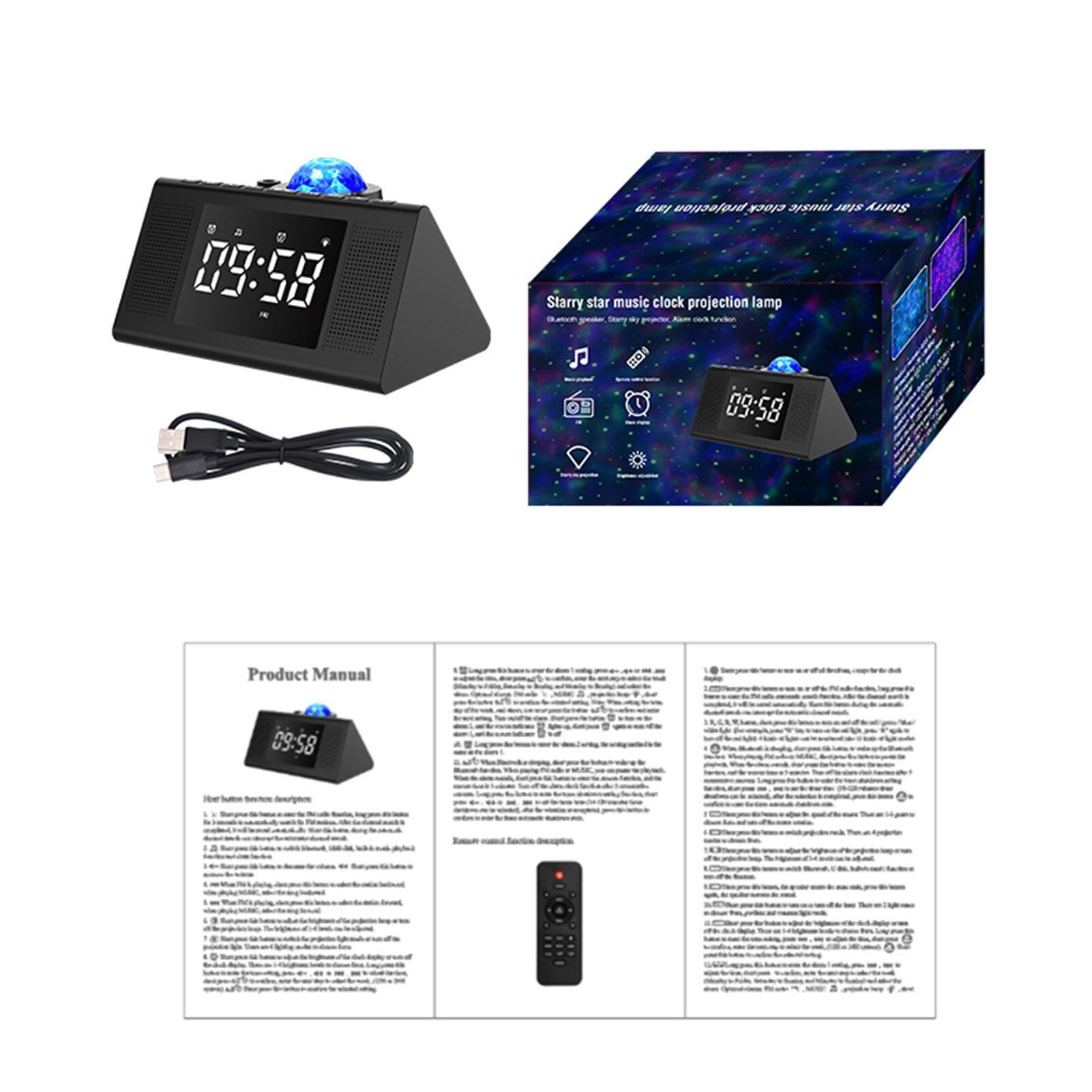 Multi-Function Projection Lamp Digital Alarm Clock Built-in BT Music ...