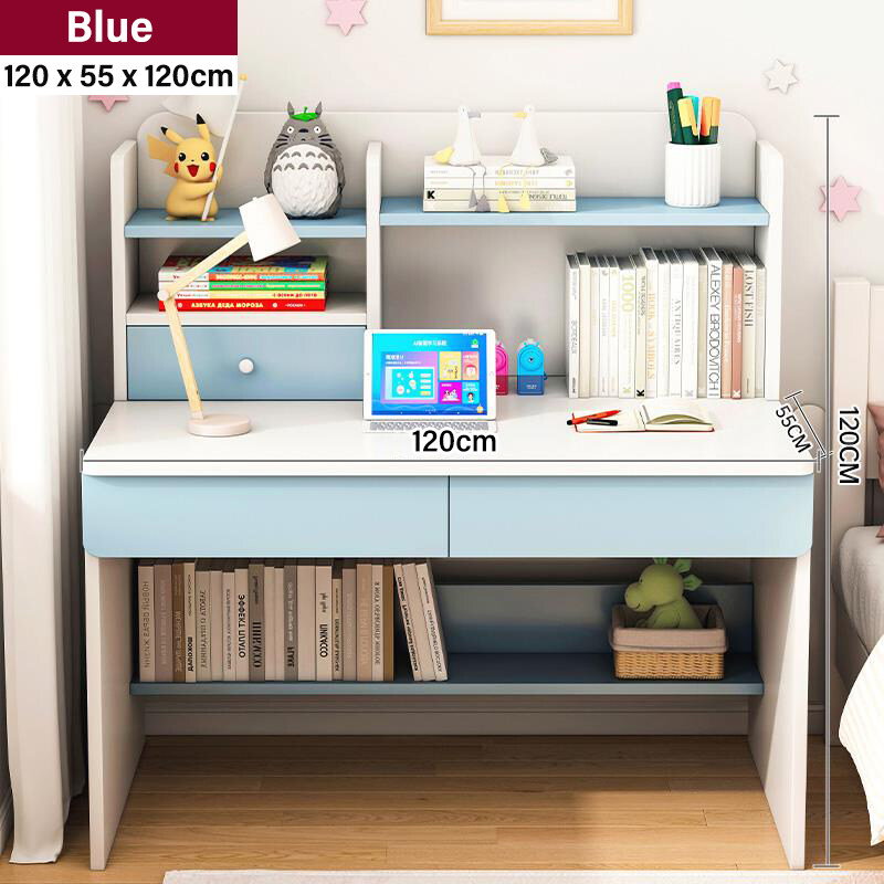 WAROOM Pink/Blue Kids Table With Drawer Storage Rack Combined Bookcase ...