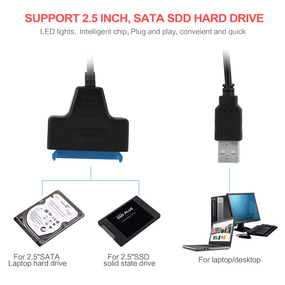 KEBETEME Dây Cáp SATA Sang USB 22 Pin Dây Kết Nối HDD SSD Cho Ổ Đĩa ...
