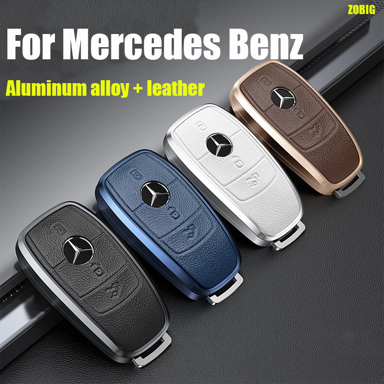 ZOBIG for Mercedes Key Fob Cover with Leather Keychain Surface Leather ...