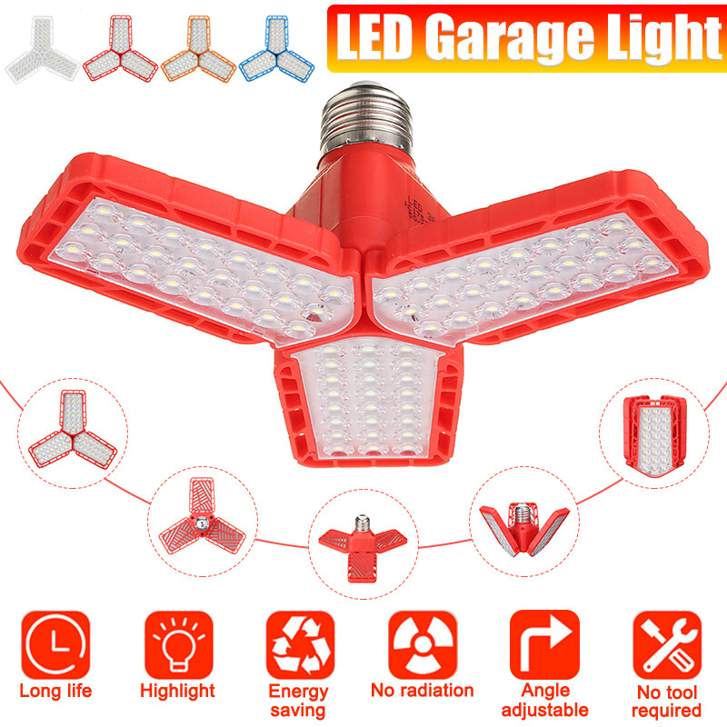 60W LED E27 Deformable 360 Dgree Foldable Lamp Light Bulb 3 Fan Blade ...