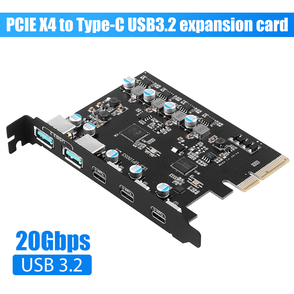 PCIE X4 To Type-C USB 3.2การ์ดขยายเดสก์ท็อป20Gbps ความเร็วสูงไดรฟ์ฟรีอะ ...