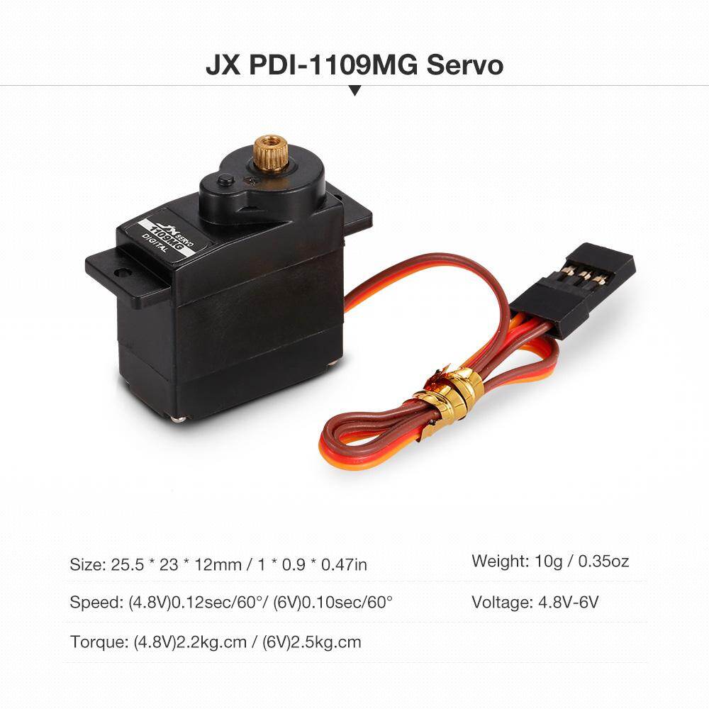 JX PDI-1109MG 4.8V-6V High-Voltage 0.10sec/60° 2.5kg Digital Metal Gear Mini Servo Aluminums ...