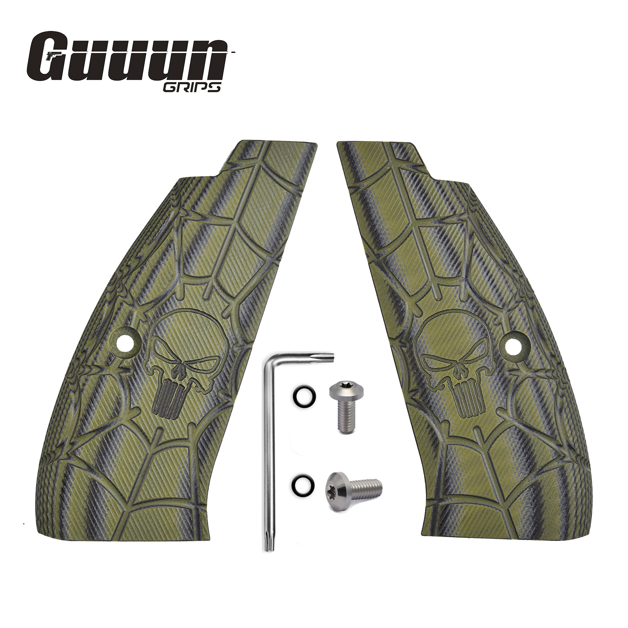 Guuun CZ75 G10 Grips Full Size CZ SP01 Grip Skull Skeleton Punisher ...