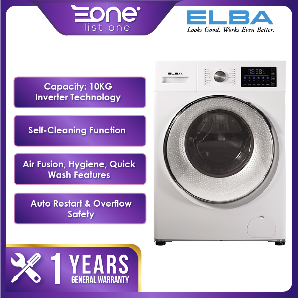 Elba 10KG Inverter Front Load Washing Machine EWF-J1040IN(WH) | Washer ...