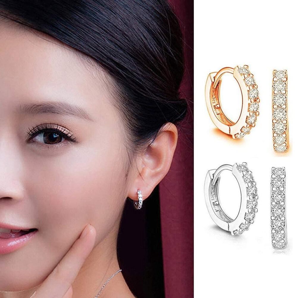 925 Sterling Silver Hoop Earrings Diamond Hoop Earrings Jewelry Gift ...