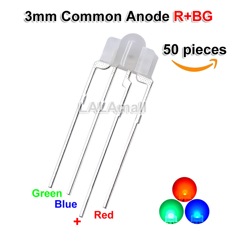 50pcs 4Pin RGB RBG Keyboard LED Diffused 3mm 4Pins Multicolor DIP ...
