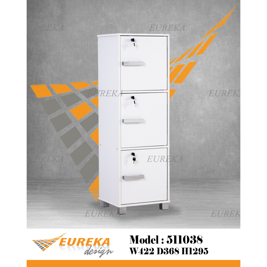 EUREKA DIY 3 Door Storage Cabinet Box Lock Wood / Almari Kabinet ...