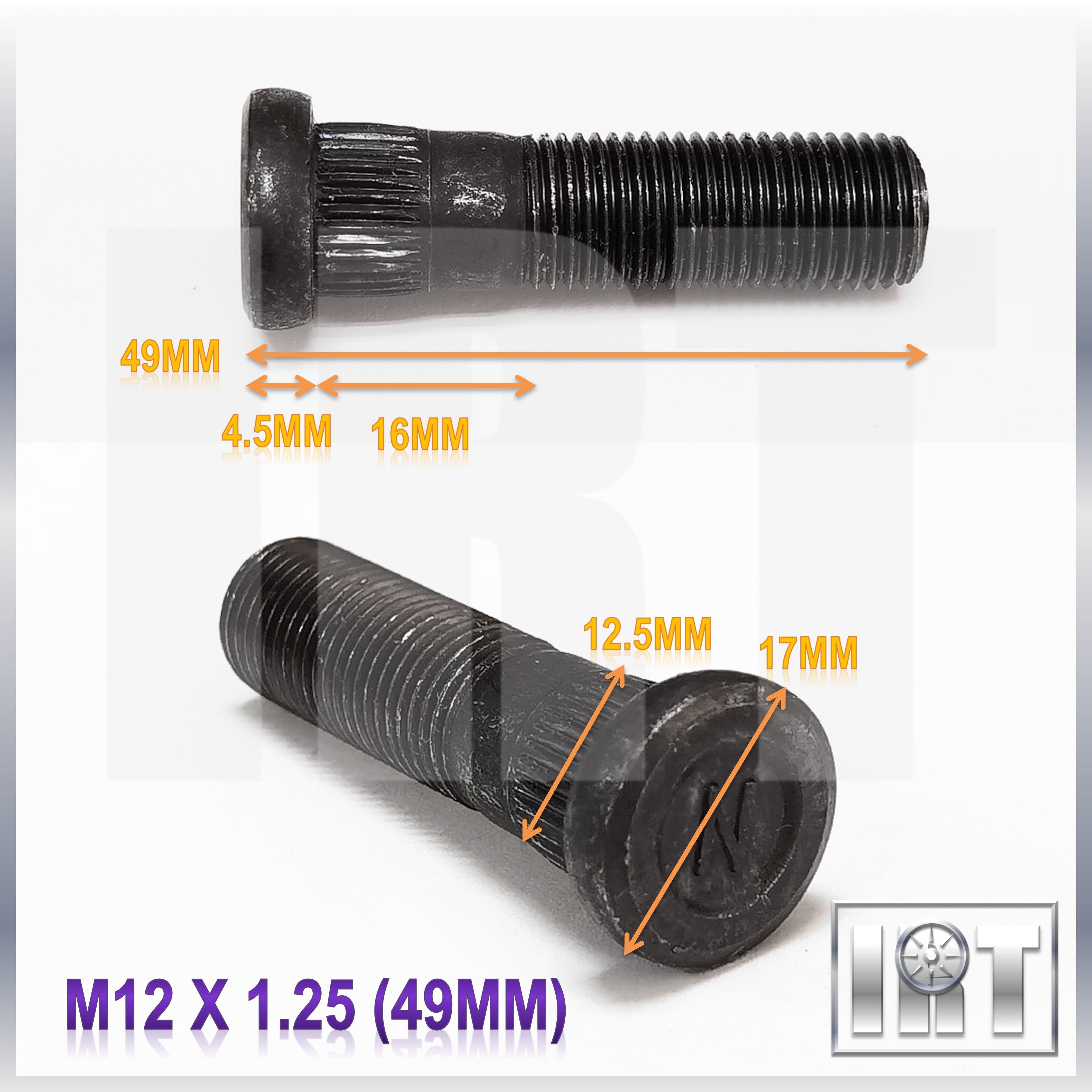 M12x1.25 Long Short Bolt Screw Nut Car Tire Tyre Wheel Rim Tayar Kereta ...
