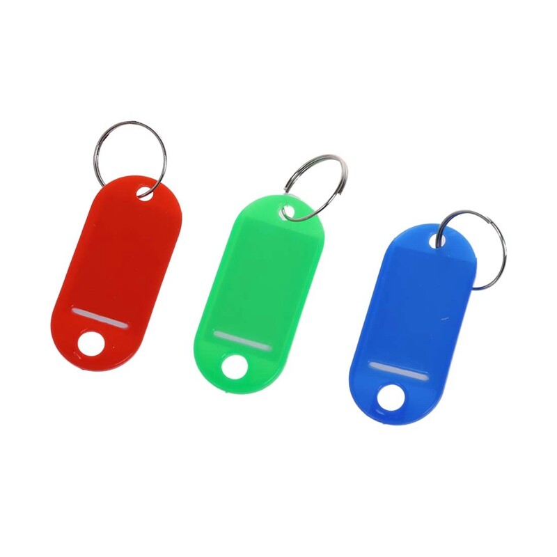 40 Pcs Split Ring Colorful Plastic ID Tags Name Card Label Key Holder ...