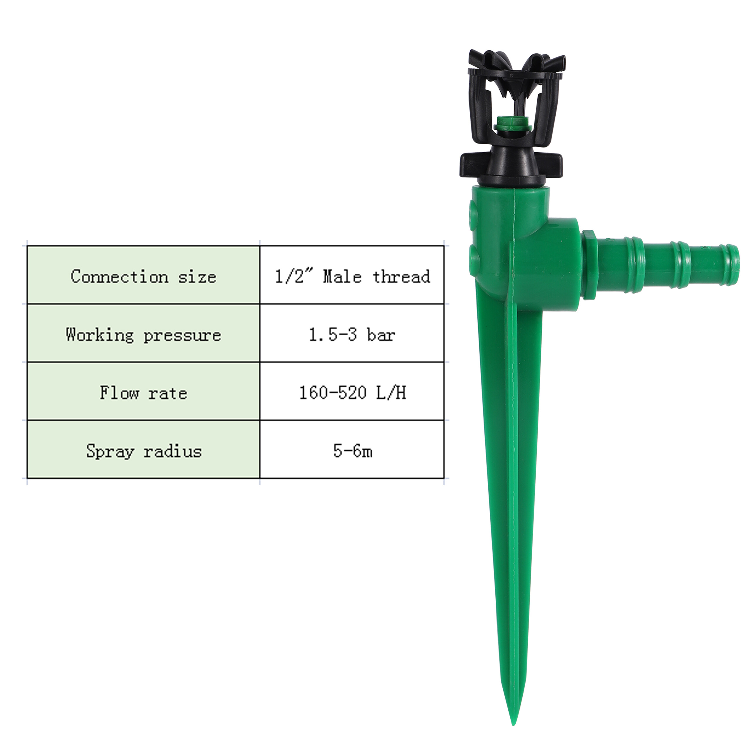 1/2" Ground Plug Rotary Sprinkler Garden Irrigation 360 Degree Auto ...