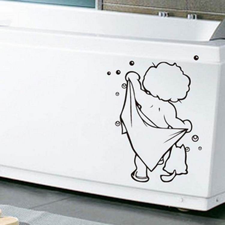 MeiYang Lovely Kid Taking A Bath Wall Sticker Bathroom Lovely Removable ...
