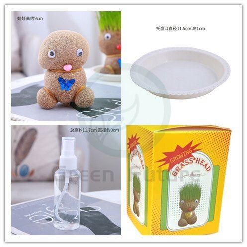 长草娃娃 Grass Head Toy Planting for Children 草头娃娃 儿童礼物 Ryegrass Grass Head ...