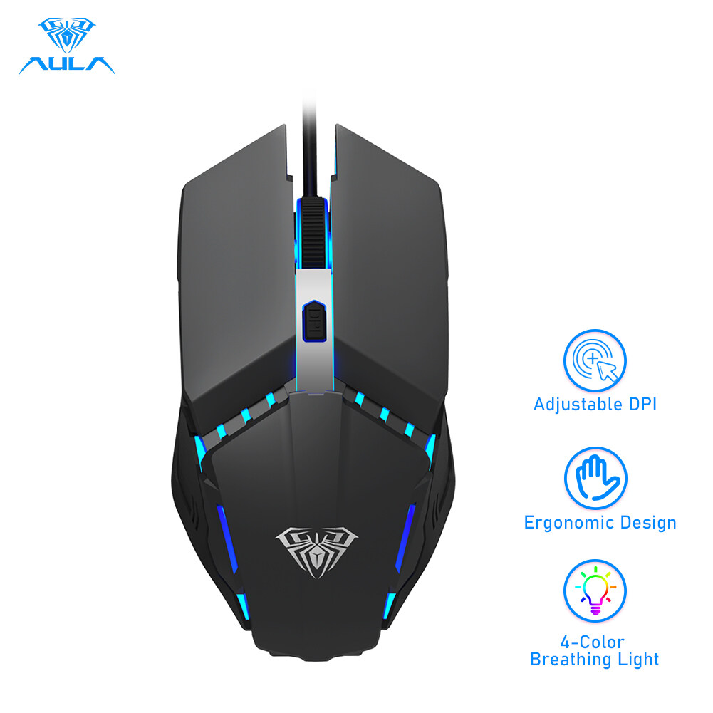 AULA S11 Pro เมาส์สำหรับเล่นเกมส์แบบมีสายการปรับความเร็วสี่ระดับปลั๊ก ...
