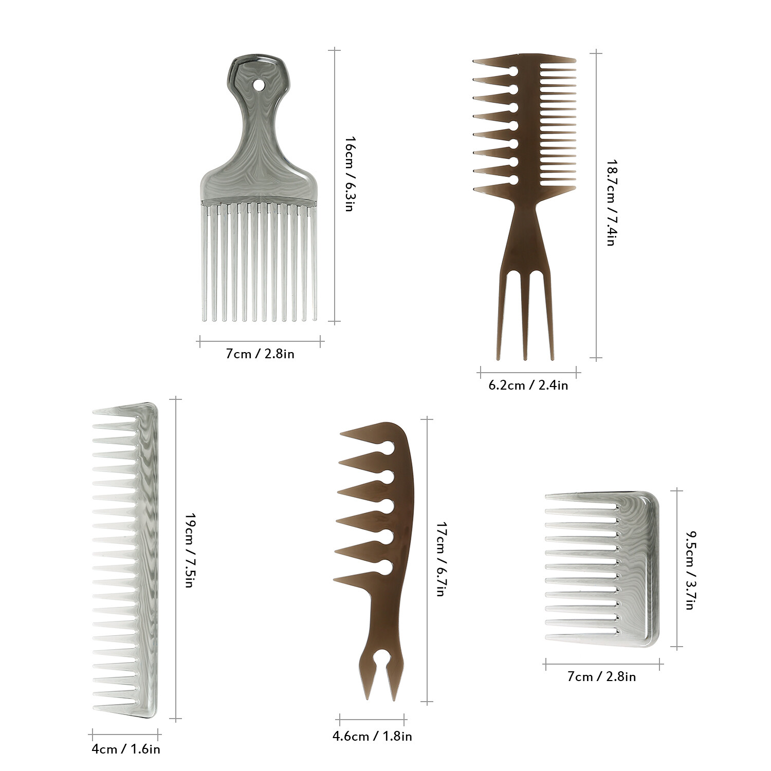 Abody 5Pcs/Set Wide Teeth Comb Fork Comb Large Tooth Men Oil Afro ...
