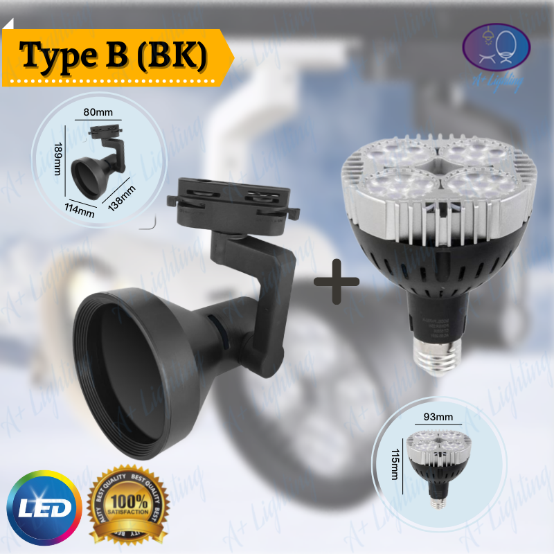 LED PAR30 BULB E27 HOLDER WITH PAR30 CASING TRACK LIGHT BLACK WHITE ...
