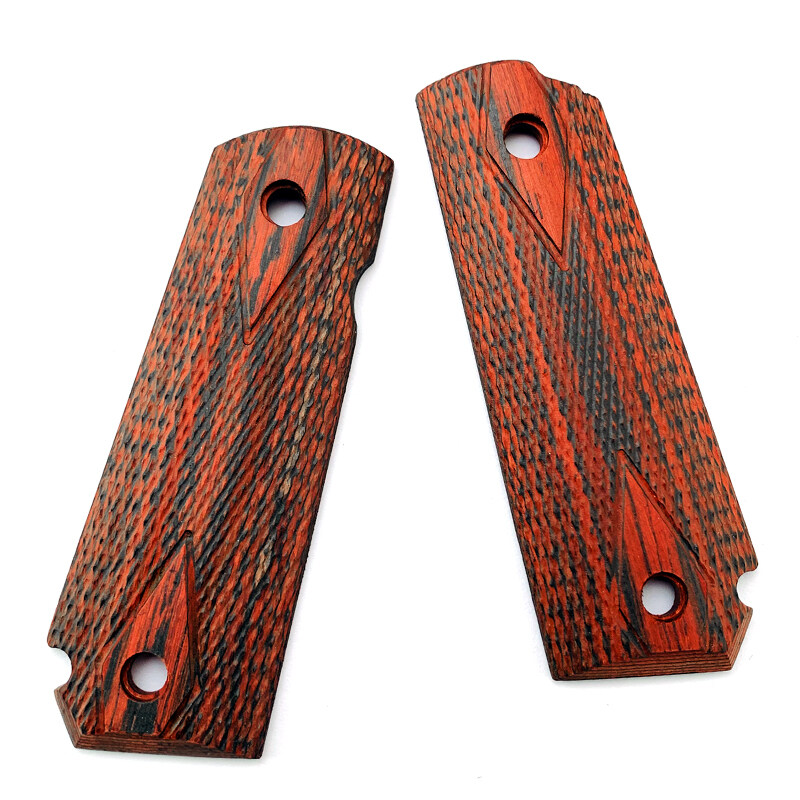 2Pieces 1911 Grips Natural red wood Handle Grips Patch Custom Grips CNC ...