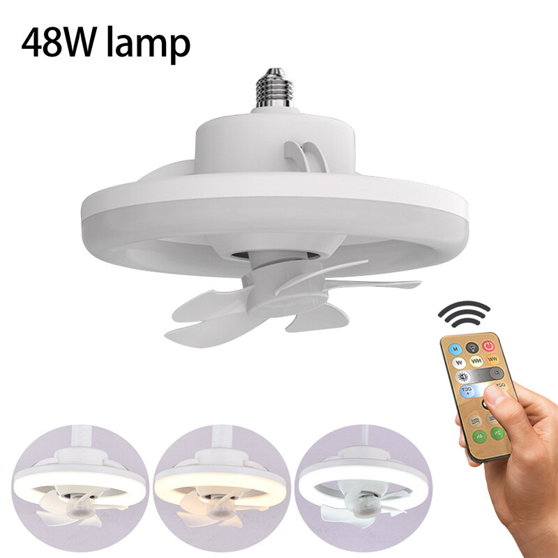 360 ° rotating head shaking ceiling fan LED light with remote control ...