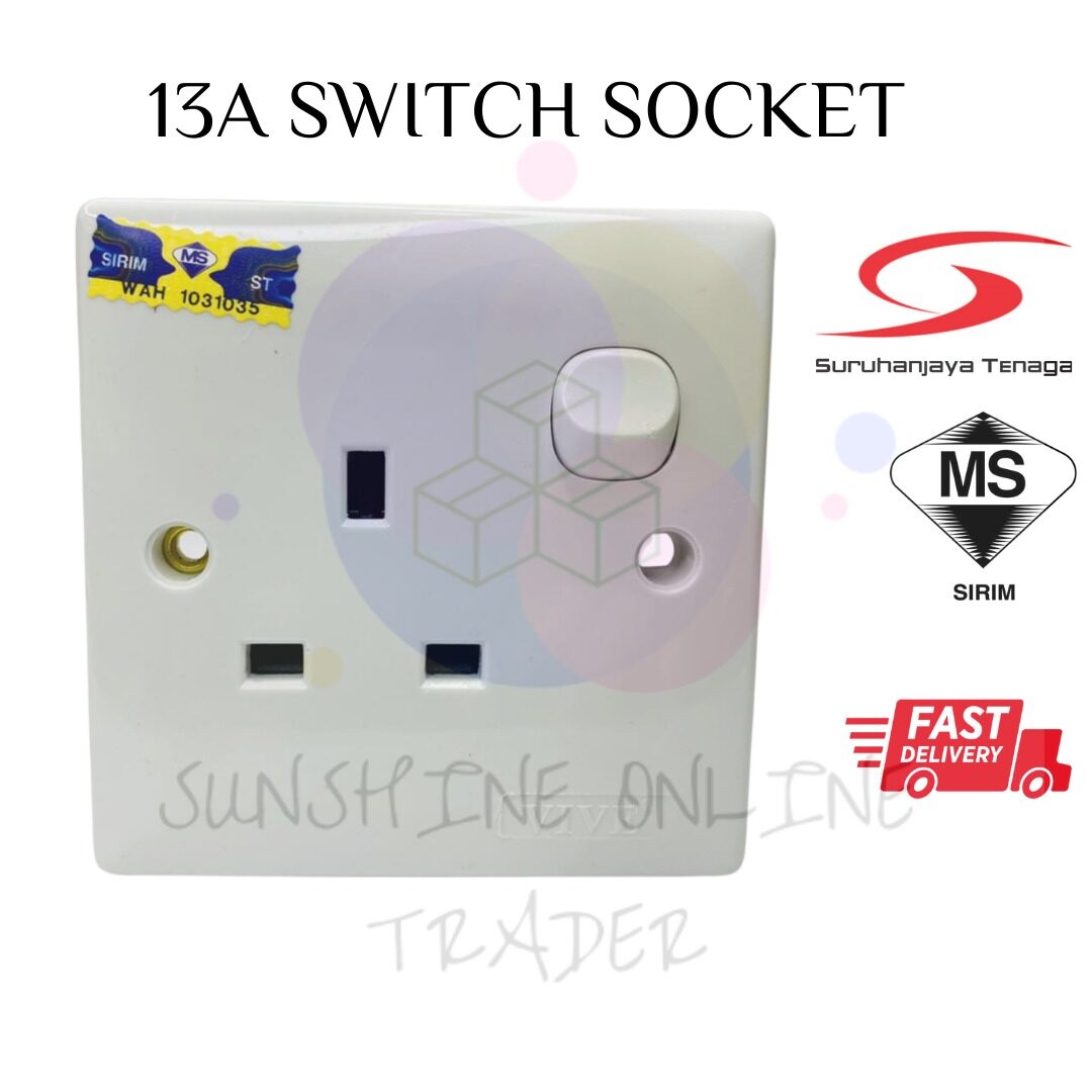 (SIRIM) 13A Single Switch Socket Outlet 13A Switch Wall Socket 13A 3 ...