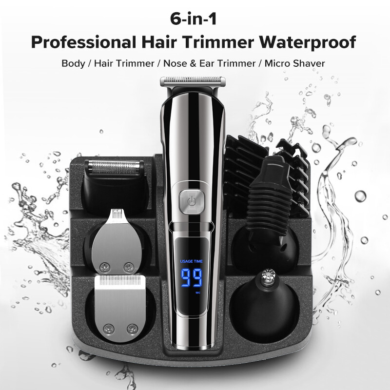 6in1ผม T Rimmer ปัตตาเลี่ยนผมโกนหนวดจมูกกรูมมิ่ง Groomers ผมผู้ชายจัด ...