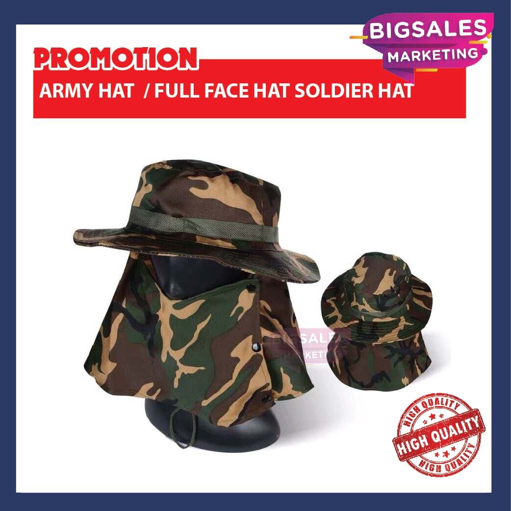 BIGSALES UV Protection Army Outdoor Hat With Fully Cover Face /Topi ...