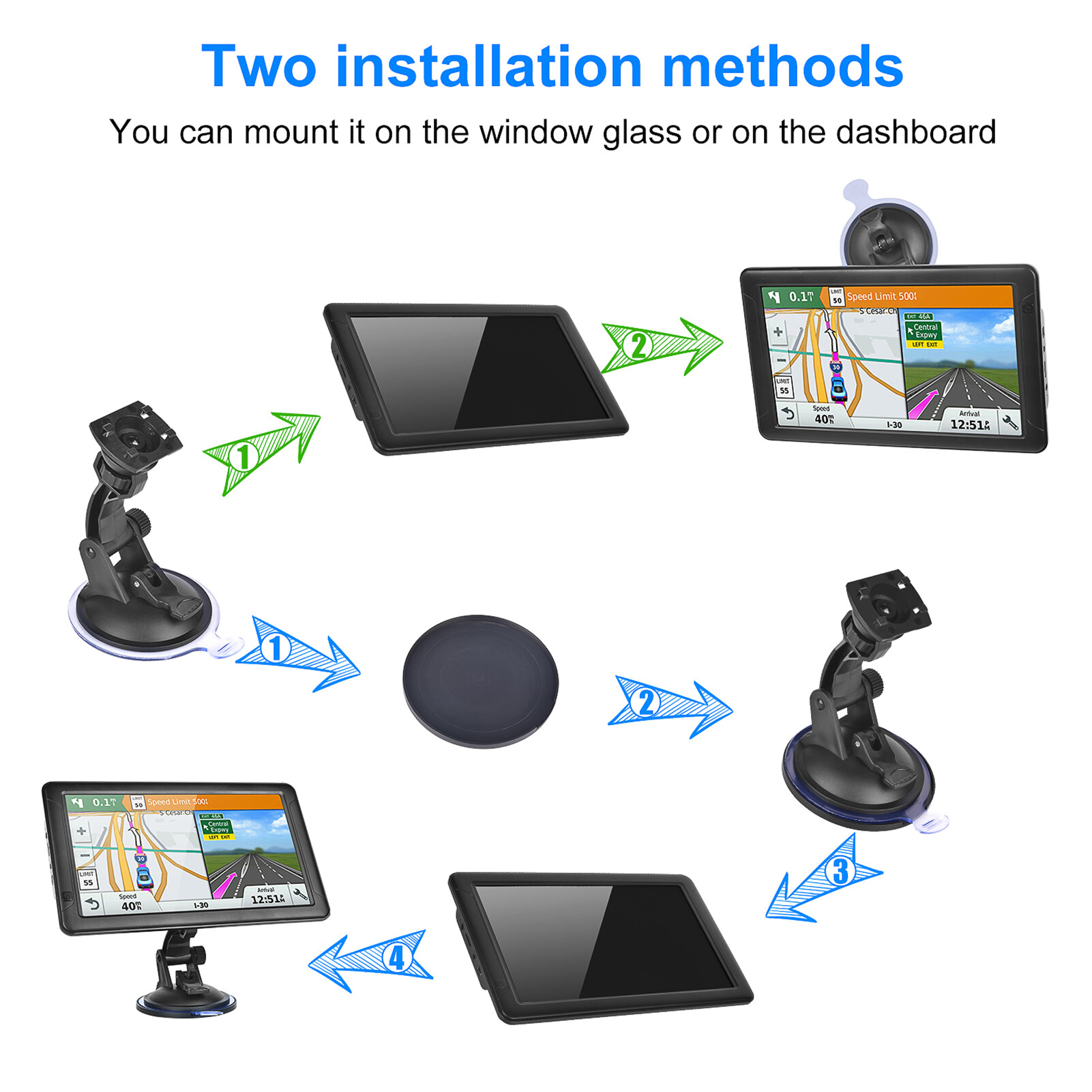9in Car GPS Navigation Large POI Voice Guidance Touch Screen 800×400 ...