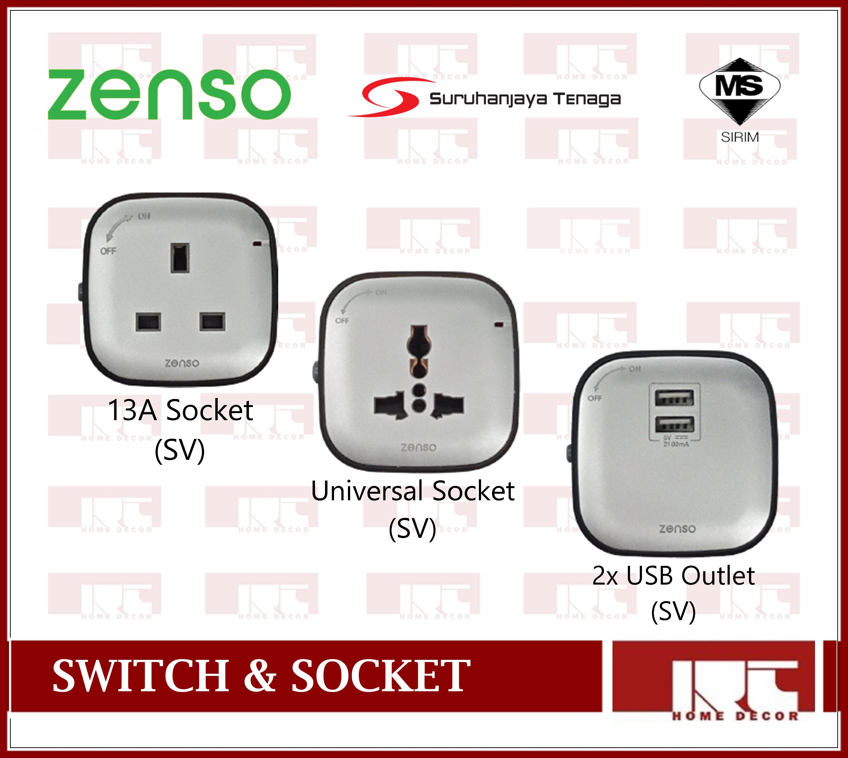 ZENSO – Z LINE 13A SOCKET / UNIVERSAL SOCKET / 2x USB SOCKET WITH WALL ...