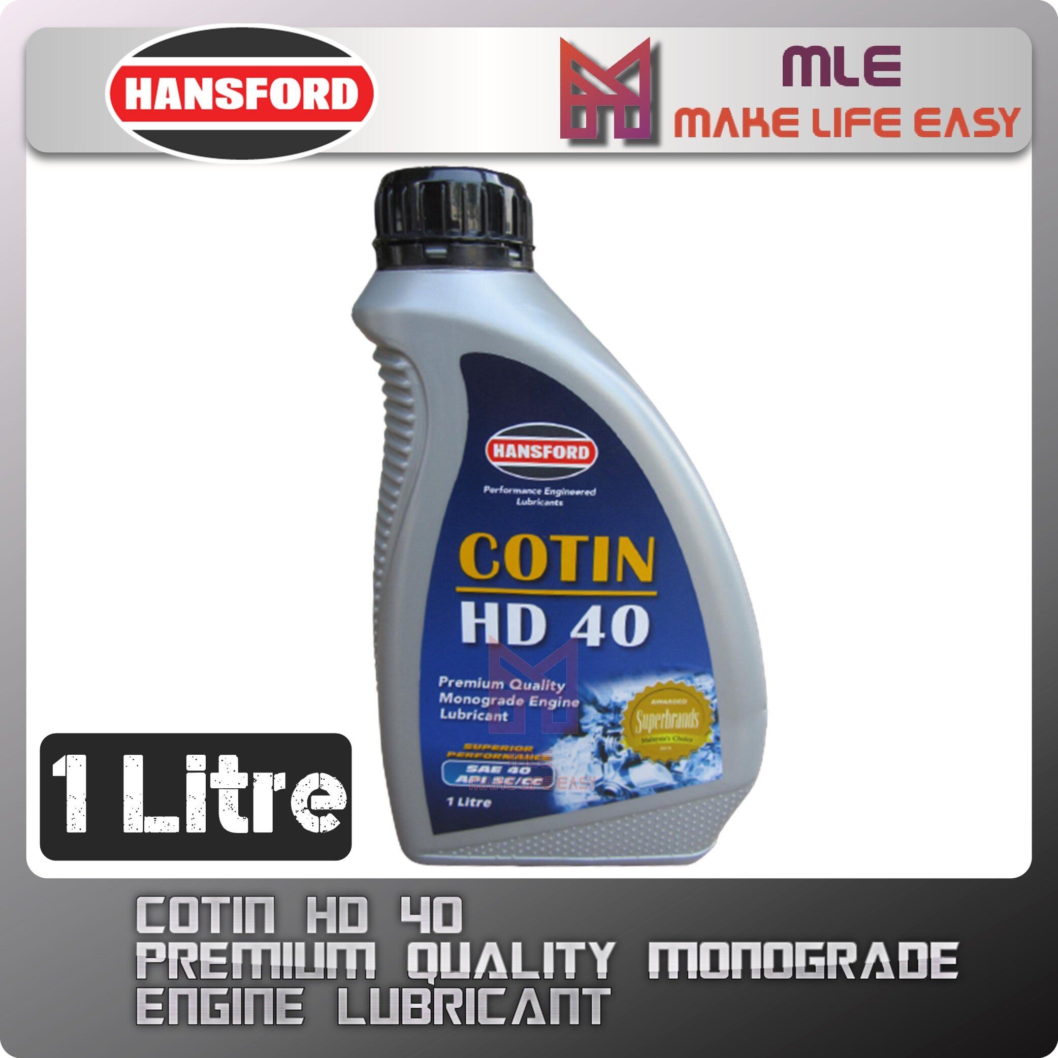 HANSFORD COTIN HD40 4T SAE40 PREMIUM QUALITY ENGINE OIL/ENGINE ...