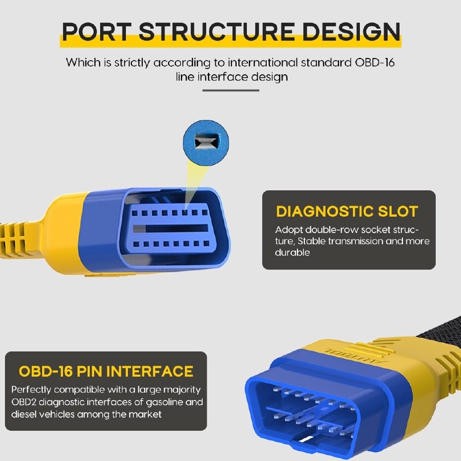 AUTOOL Car 20cm Shapeable OBD Extension Cable(Compatible For ELM327 ...
