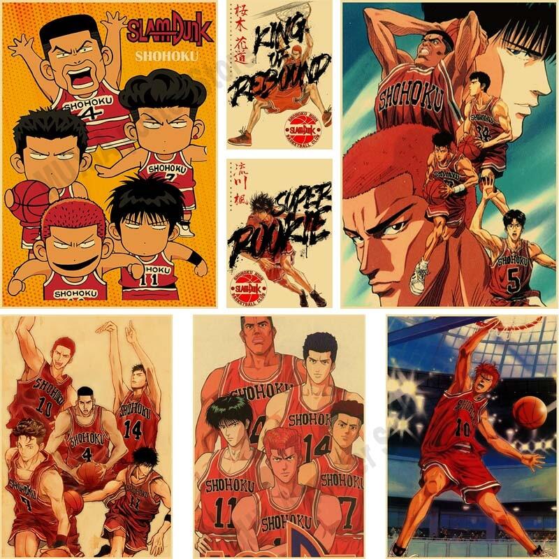 Anime Slam Dunk Poster Retro Kraft Paper Posters Prints Home Decor Wall ...