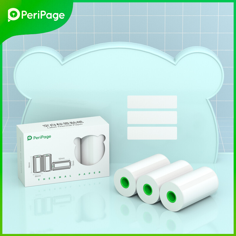 PeriPage 3 Rolls 52mm Width Label Thermal Paper Sticker Self-Adhesive ...