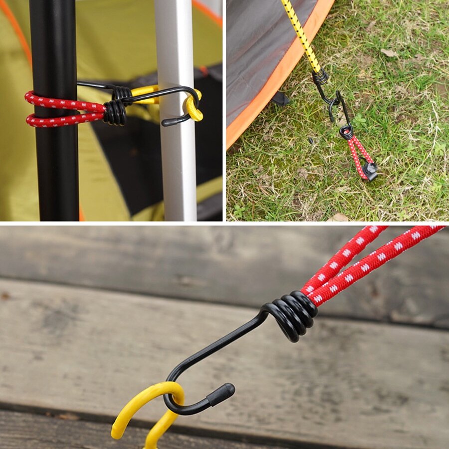 4Pcs Tent Elastic Rope Cord Hook Versatile Outdoor Camping Canopy Tarp ...